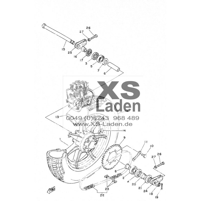 Hinterrad XS650 (Ausführung mit Scheibenbremse) - XS-Laden Webshop
